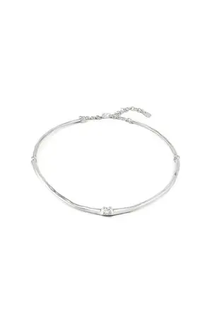 UNODE50 Sterling Rigid Necklace With White Zirconia