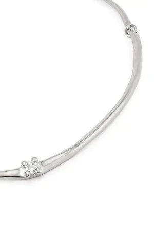 UNODE50 Sterling Rigid Necklace With White Zirconia