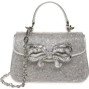 Judith Leiber Crystal Bow Top Handle Bag - Silver Rhine