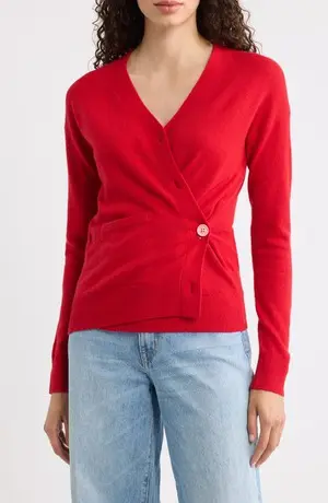 CISSA Wool & Cashmere Wrap Cardigan - Classic Red