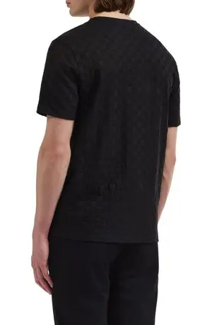 Bugatchi Check Jacquard Mercerized Cotton T-shirt - Black