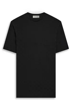 Bugatchi Check Jacquard Mercerized Cotton T-shirt - Black