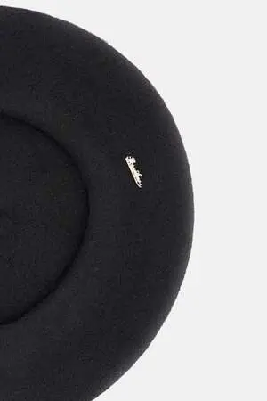 Borsalino Wool Felt Baker Boy Cap With Fur Pom Pom