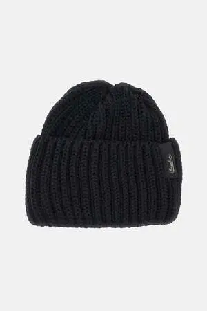 Borsalino Pure Wool Rib Knit Beanie - Nero