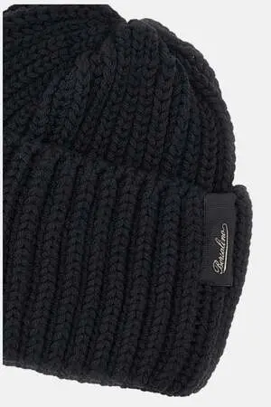 Borsalino Pure Wool Rib Knit Beanie - Nero