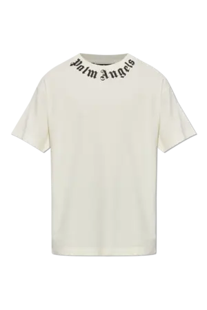 Palm Angels Cotton T-shirt With Logo - Yellow