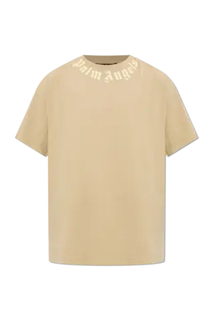 Palm Angels Cotton T-shirt With Printed Logo - Beige