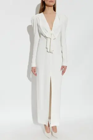 Alessandra Rich Long Sleeve Bow Detail Maxi Dress