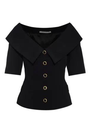 Alessandra Rich Wool Blazer With Short Sleeves - Black