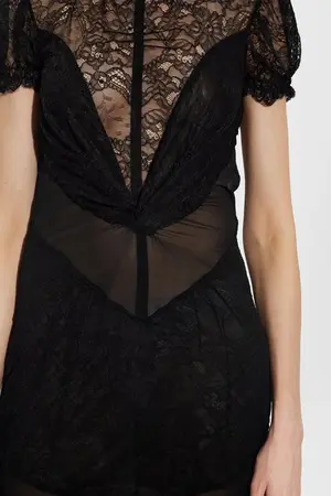 Attico Lace Maxi Dress - Black