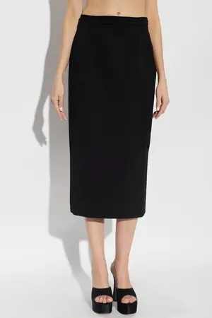 Alessandra Rich Wool Blend Pencil Skirt With Back Slit