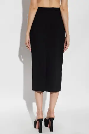 Alessandra Rich Wool Blend Pencil Skirt With Back Slit