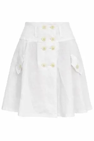 CONQUISTA High-rise A-line Cotton Skirt With Double Button Front