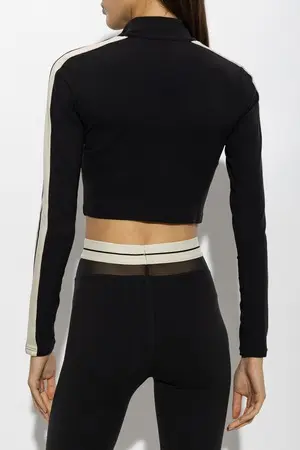 Palm Angels Cropped Logo Print Zip-up Sweatshirt