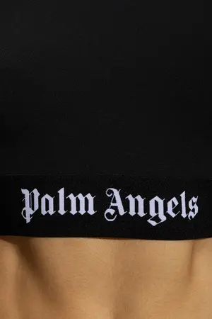 Palm Angels Cropped Logo Turtleneck Top