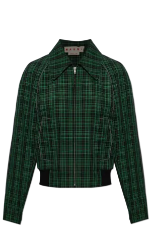 Marni Wool Plaid Jacket - Green