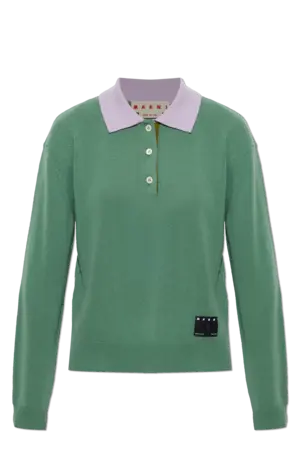 Marni Cashmere Long-sleeve Polo With Contrast Collar