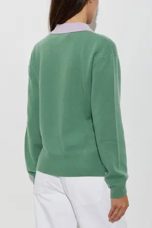 Marni Cashmere Long-sleeve Polo With Contrast Collar