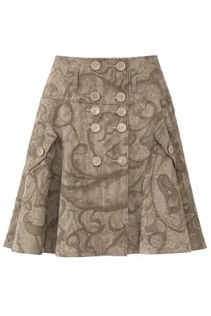 CONQUISTA Button-front Jacquard Mini Skirt