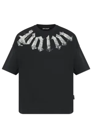 Palm Angels Cotton T-shirt With Logo Print - Black