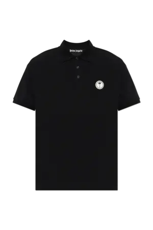 Palm Angels Cotton Polo Shirt With Appliquéd Logo - Black