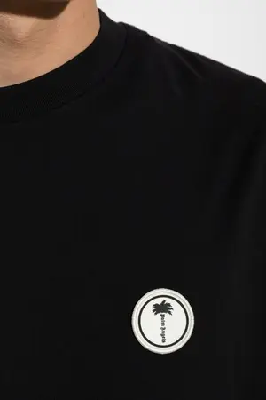 Palm Angels Cotton T-shirt With Appliquéd Logo