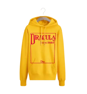Dior Dracula Embroide Hooded Sweater - Yellow/red