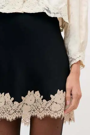 Rixo Ariah Mini Skirt With Lace Trim