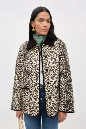 Rixo Earla Nina Leopard Print Jacket