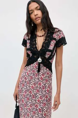 Rixo Martina Sarasa Rose Midi Dress