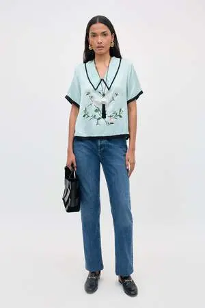 Rixo Nicolina Frida Embroidery Mist Top