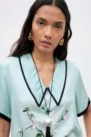 Rixo Nicolina Frida Embroidery Mist Top