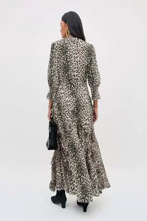 Rixo Rosanna Nina Leopard Print Maxi Dress