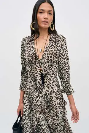 Rixo Rosanna Nina Leopard Print Maxi Dress