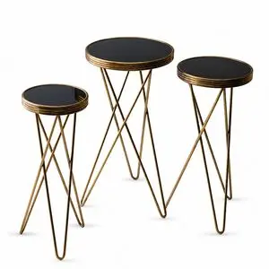MARLETH Glass Side Table Set - Black