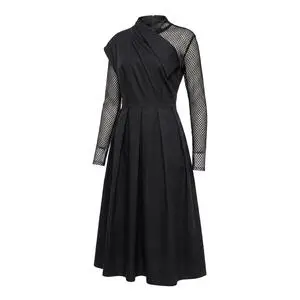 LARISA DRAGNA Audrey Cotton Dress With Tulle Sleeves - Black