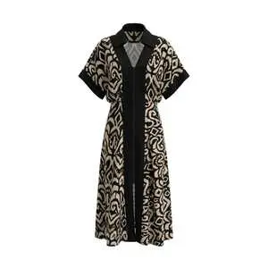 LARISA DRAGNA Agatta Linen Dress With Contrast Insert - Black