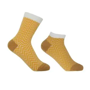 PEPER HAROW - MADE IN ENGLAND Zigzag Luxury Crew & Trainer Women’s Socks Bundle - Yellow