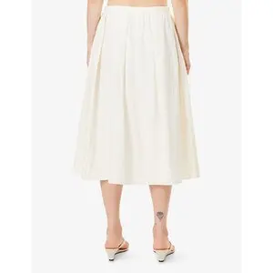 Theory Striped Cotton Midi Skirt