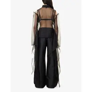 REEM ALKANHAL Detachable Sleeve Silk Shirt