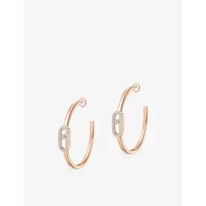 Messika Move Uno Small 18ct Gold And Diamond Hoop Earrings - Pink
