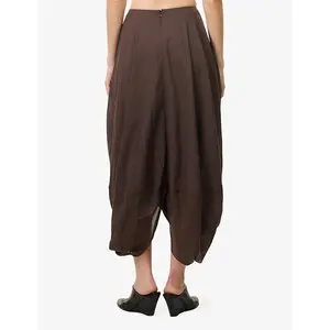 TOTEME Cocoon Cotton-blend Midi Skirt - Walnut