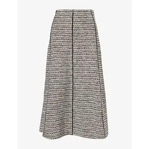 ME+EM Soft Tweed Cotton-blend Midi Skirt - Brown Multi