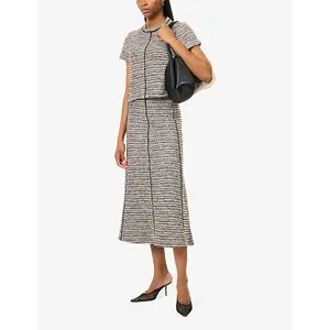 ME+EM Soft Tweed Cotton-blend Midi Skirt