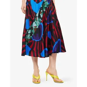 Dries Van Noten Abstract Print Satin Midi Dress