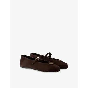 Prada Suede Ballerina Flats With Enamelled Triangle Logo