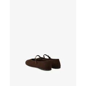 Prada Suede Ballerina Flats With Enamelled Triangle Logo