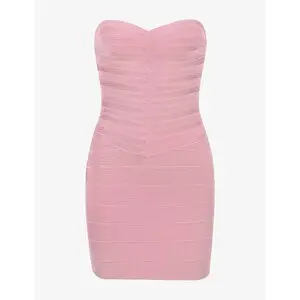 House Of Cb Sweetheart Strapless Stretch-woven Mini Dress - Pink
