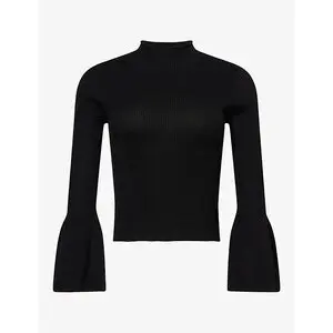 CFCL Soft Portrait Bell-sleeve Knitted Top - Black