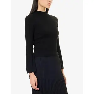 CFCL Soft Portrait Bell-sleeve Knitted Top - Black